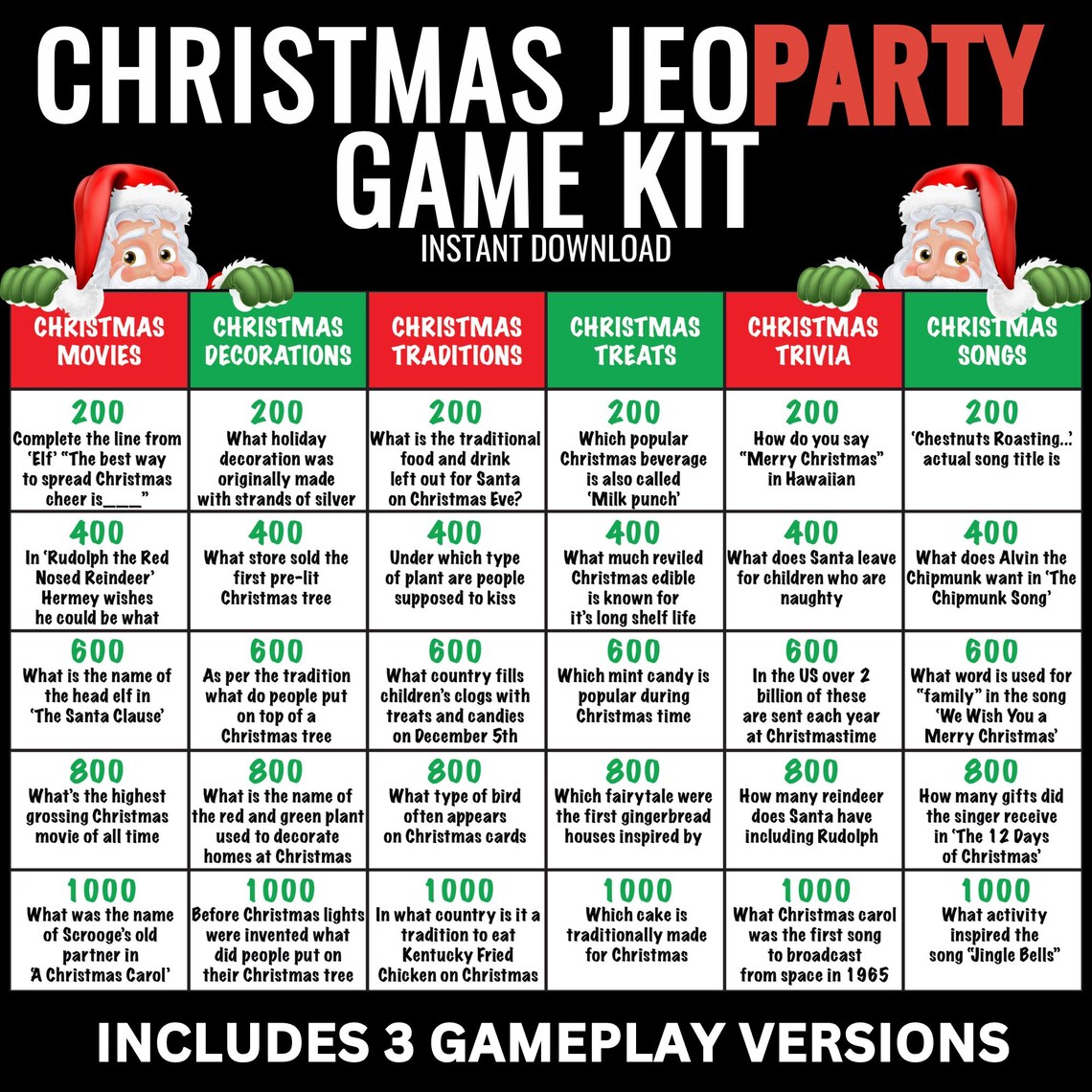 Christmas Friendly Feud Game | Christmas Jeoparty Game | Family ...