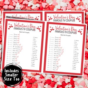 Valentines Famous TV Couples Matching Game | Valentines Party Games ...
