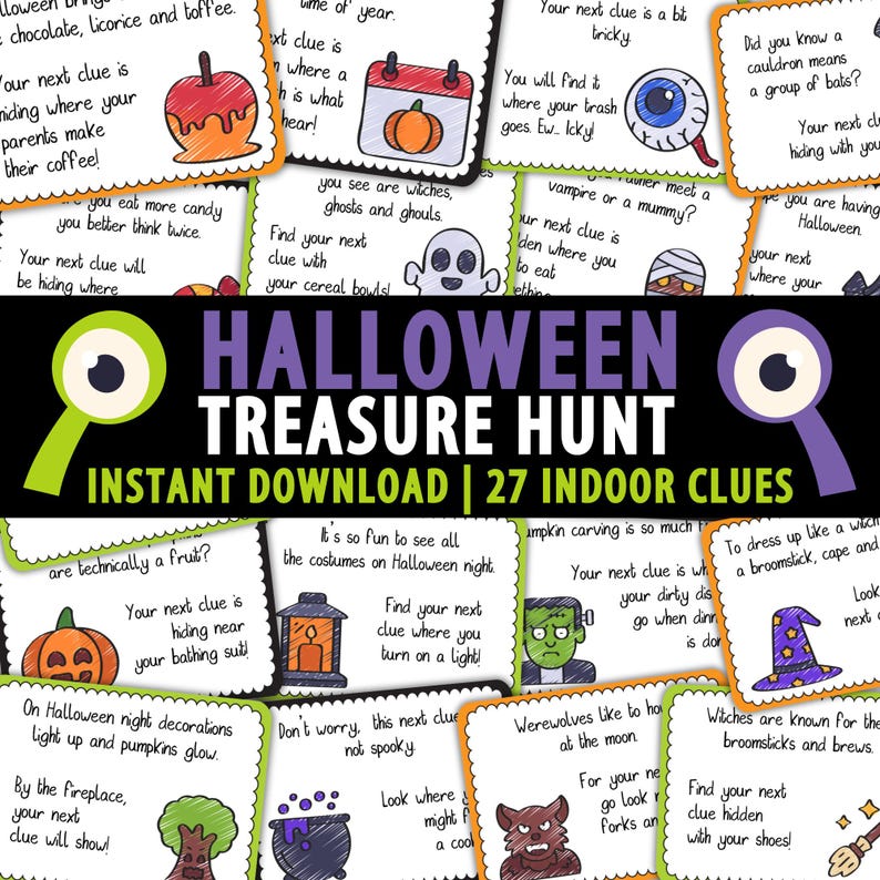 Fun Indoor Halloween Treasure Hunt for All Ages | Halloween Scavenger ...