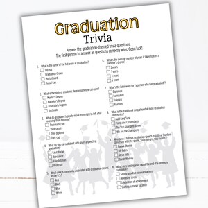 Editable Graduation Trivia Game Printable Grad Party Activity Fun Quiz ...