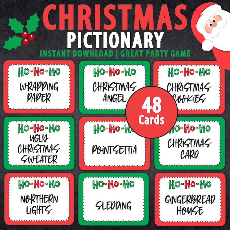Christmas Printable Pictionary Game | Holiday Pictionary | Classroom ...