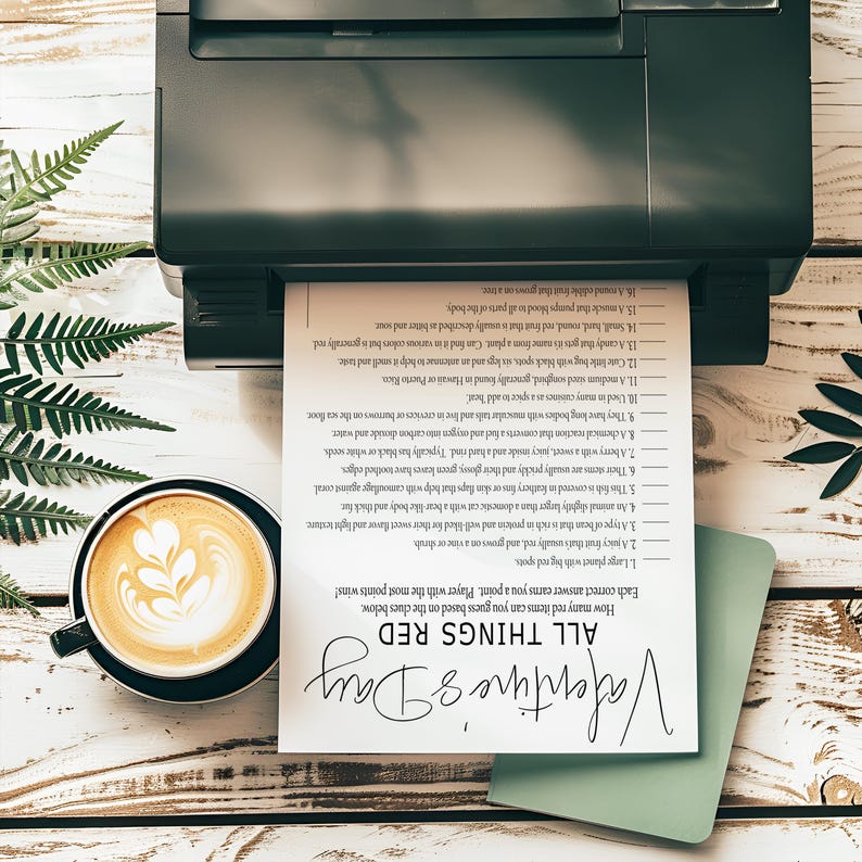 Fun Printable All Things Red Game for All Ages | Black and White ...