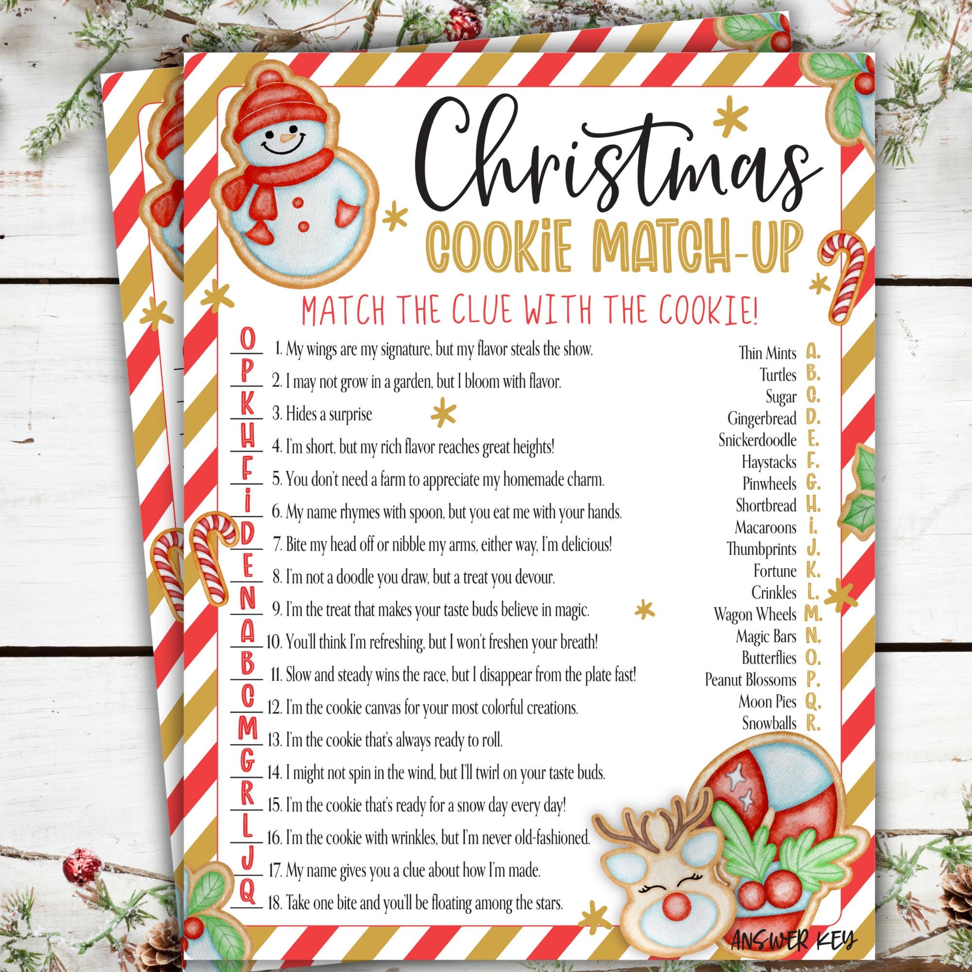 Printable Christmas Cookie Match Game | Christmas Cookie Clues | Office ...