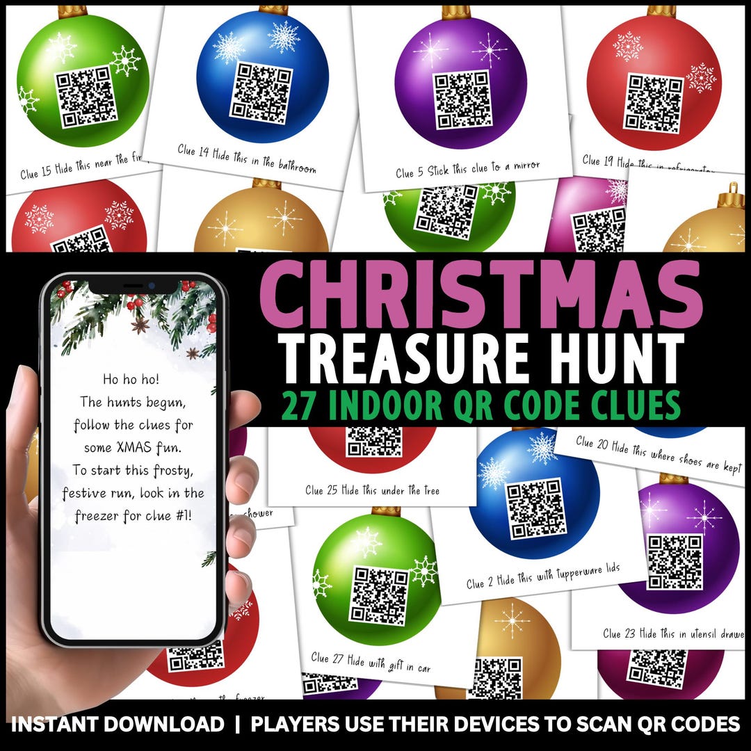 Indoor Christmas Scavenger Hunt With QR Codes | Christmas Printable ...