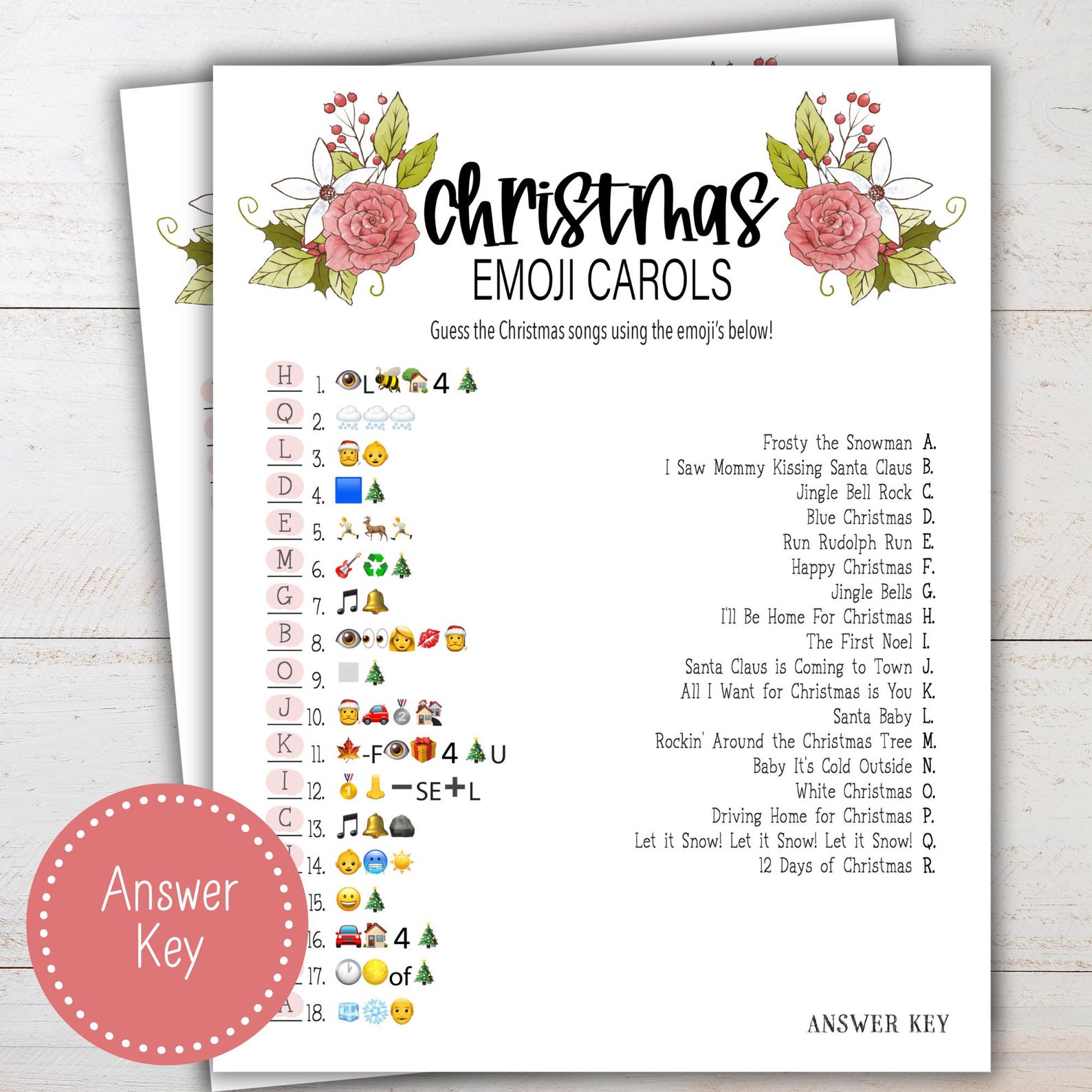 Christmas Songs Emoji Game | Christmas Gathering Game Night | Christmas ...
