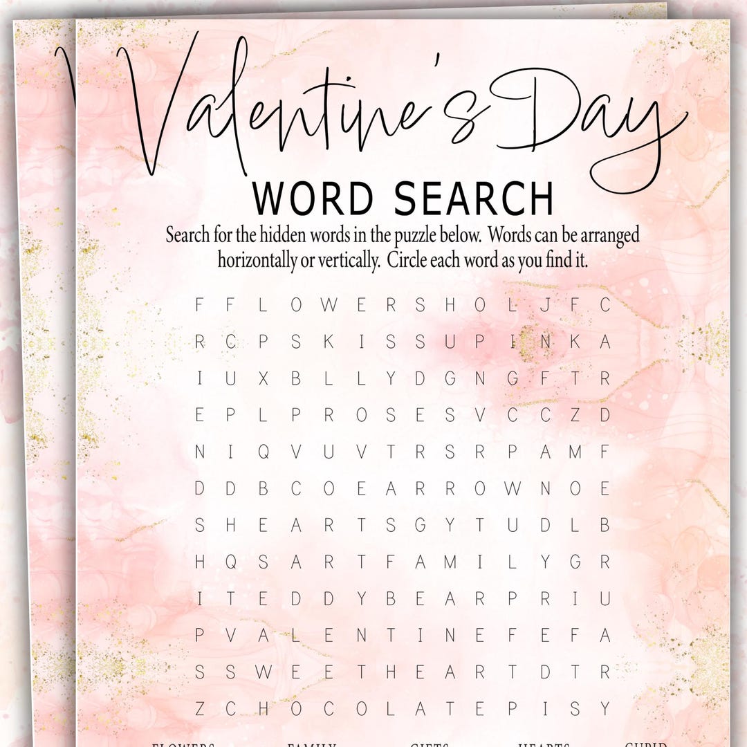 Fun Printable Valentine Themed Word Search | Valentines Party Instant ...