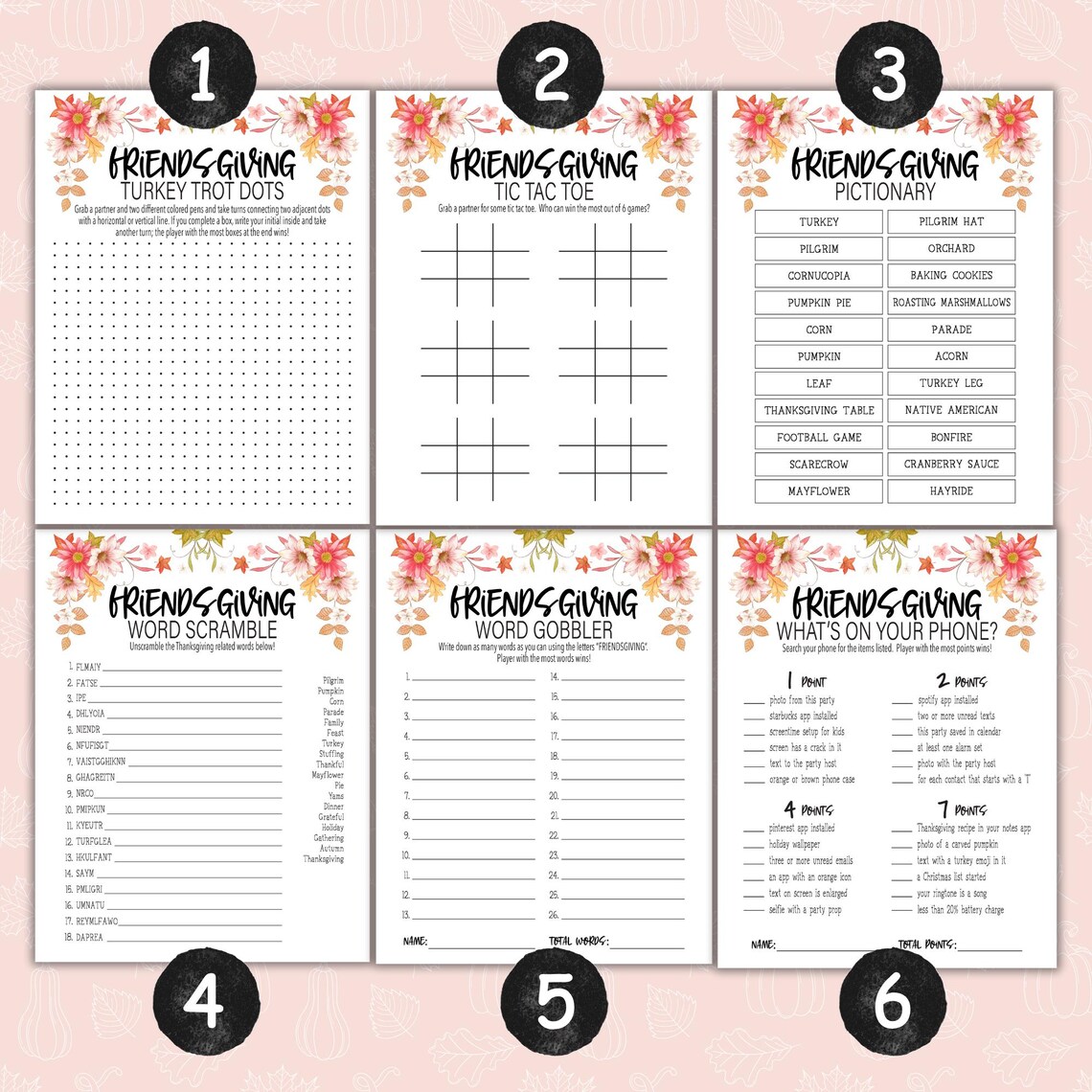 Friendsgiving Printable Game Bundle | Friendsgiving Printable Games ...