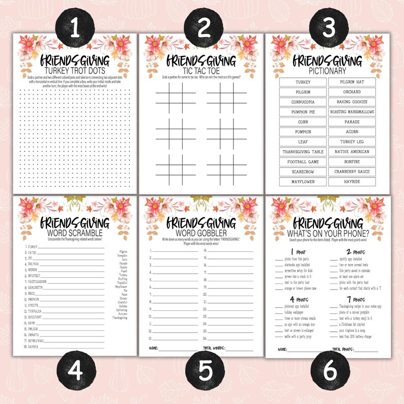 Friendsgiving Printable Game Bundle | Friendsgiving Printable Games ...