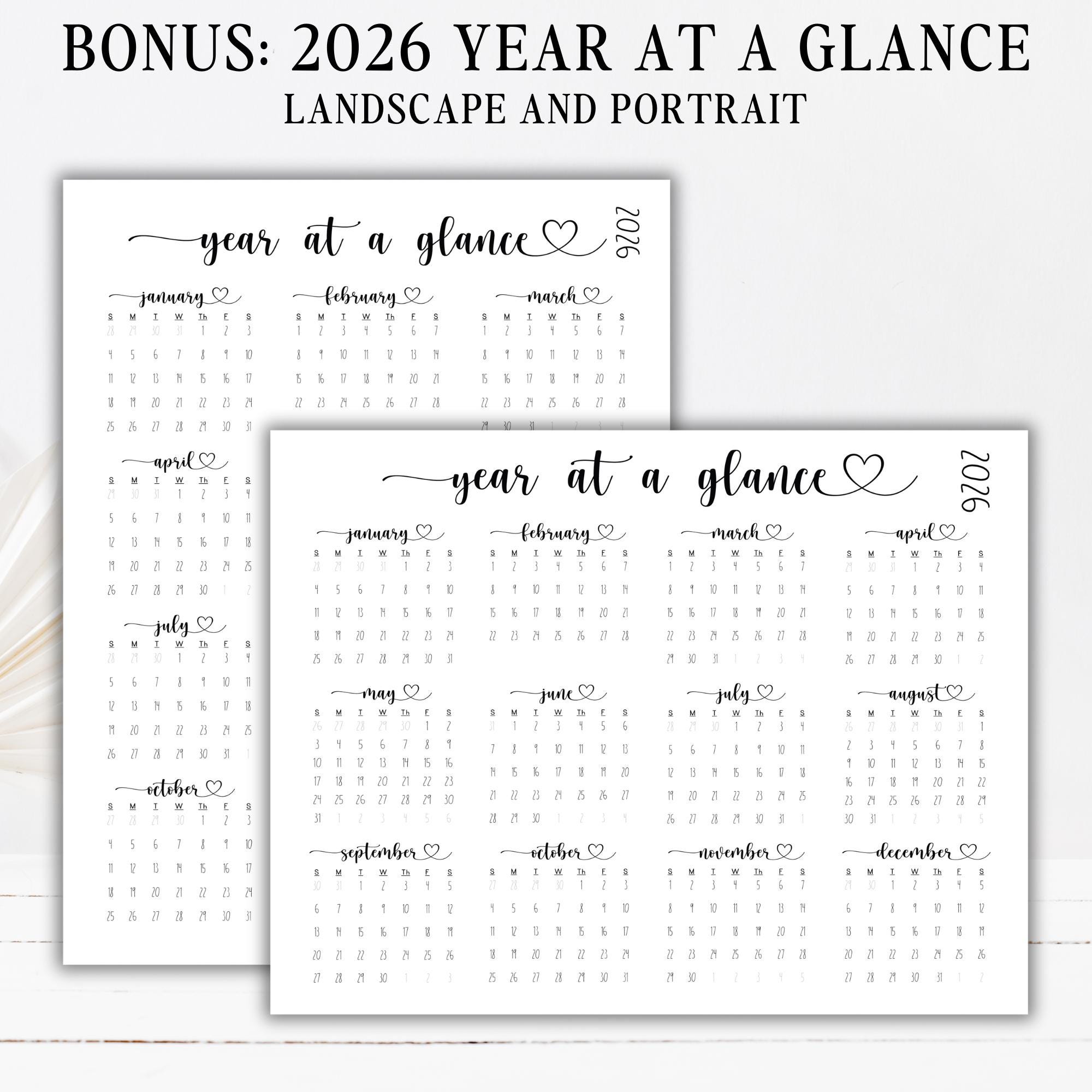 2026 Editable Calendar PDF | Fillable Monthly Planner Pages | Landscape ...
