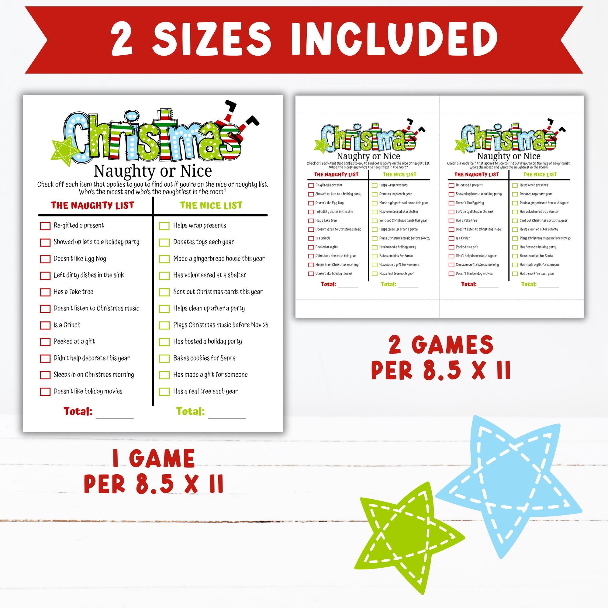 Naughty or Nice Christmas Game Printable | Editable Holiday Party Game ...