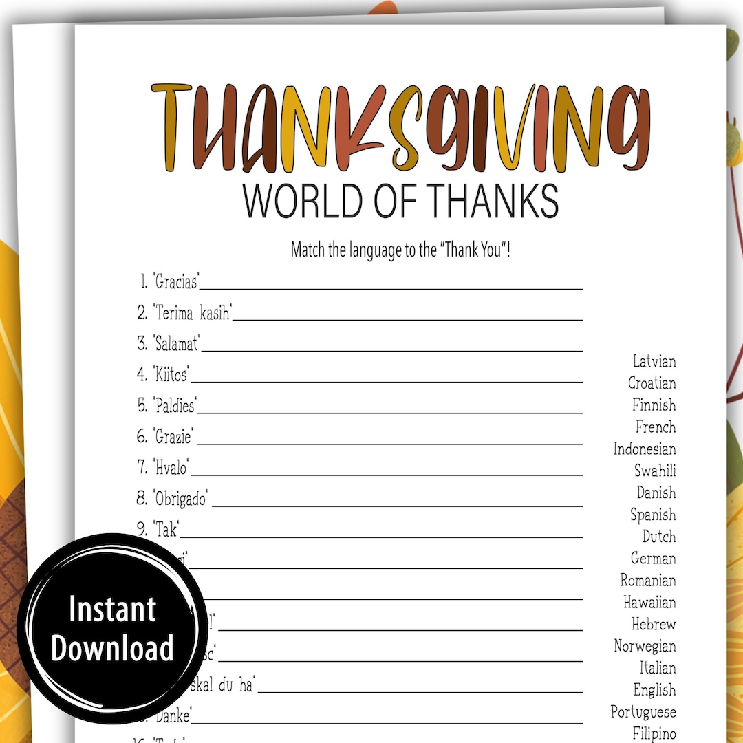 Thanksgiving Thank You Around the World Game | Thanksgiving Game Night ...