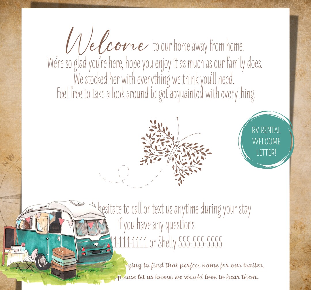 RV Rental Packet | Printable RV Welcome Letter - Etsy