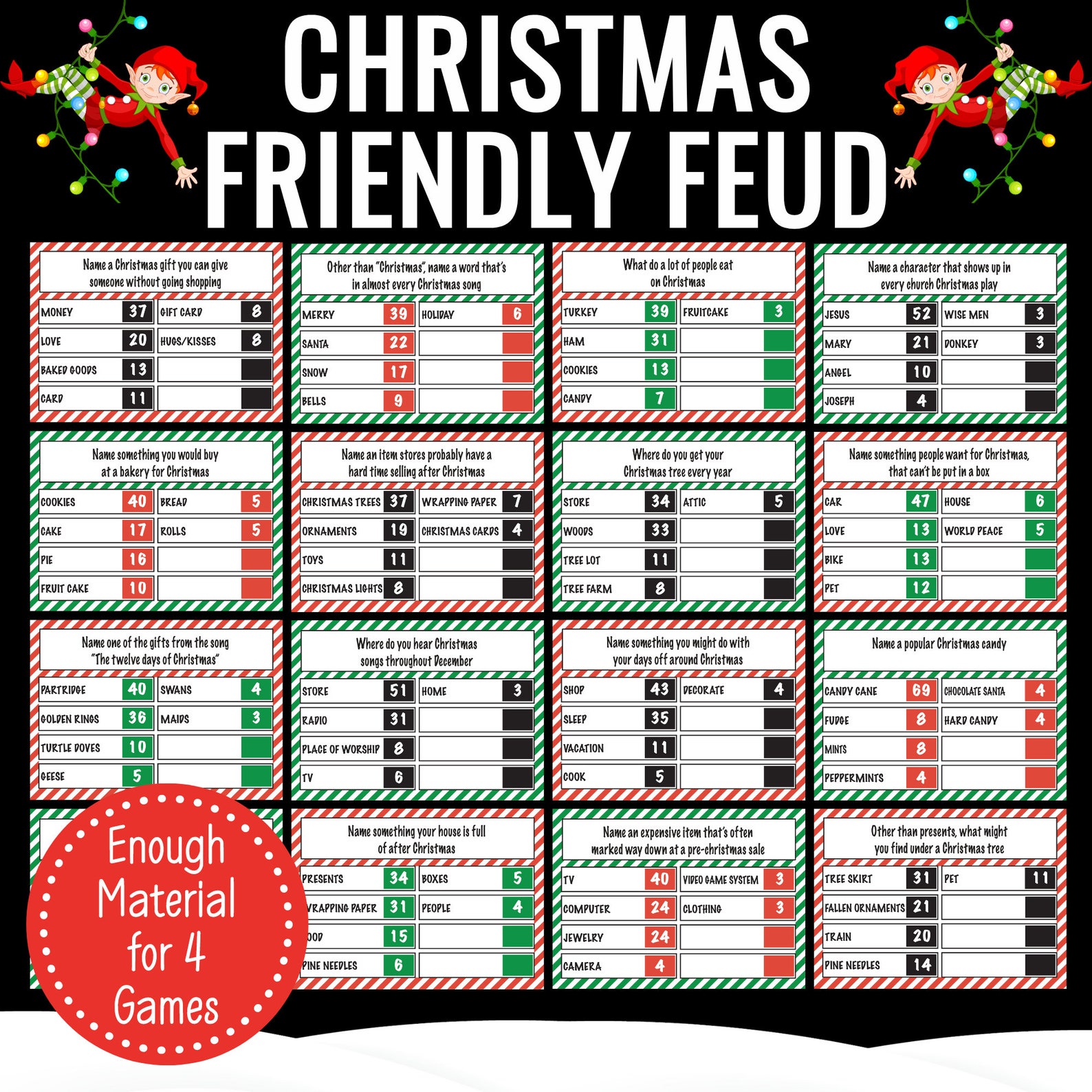 Christmas Friendly Feud Game Office Party Christmas Game Family ...