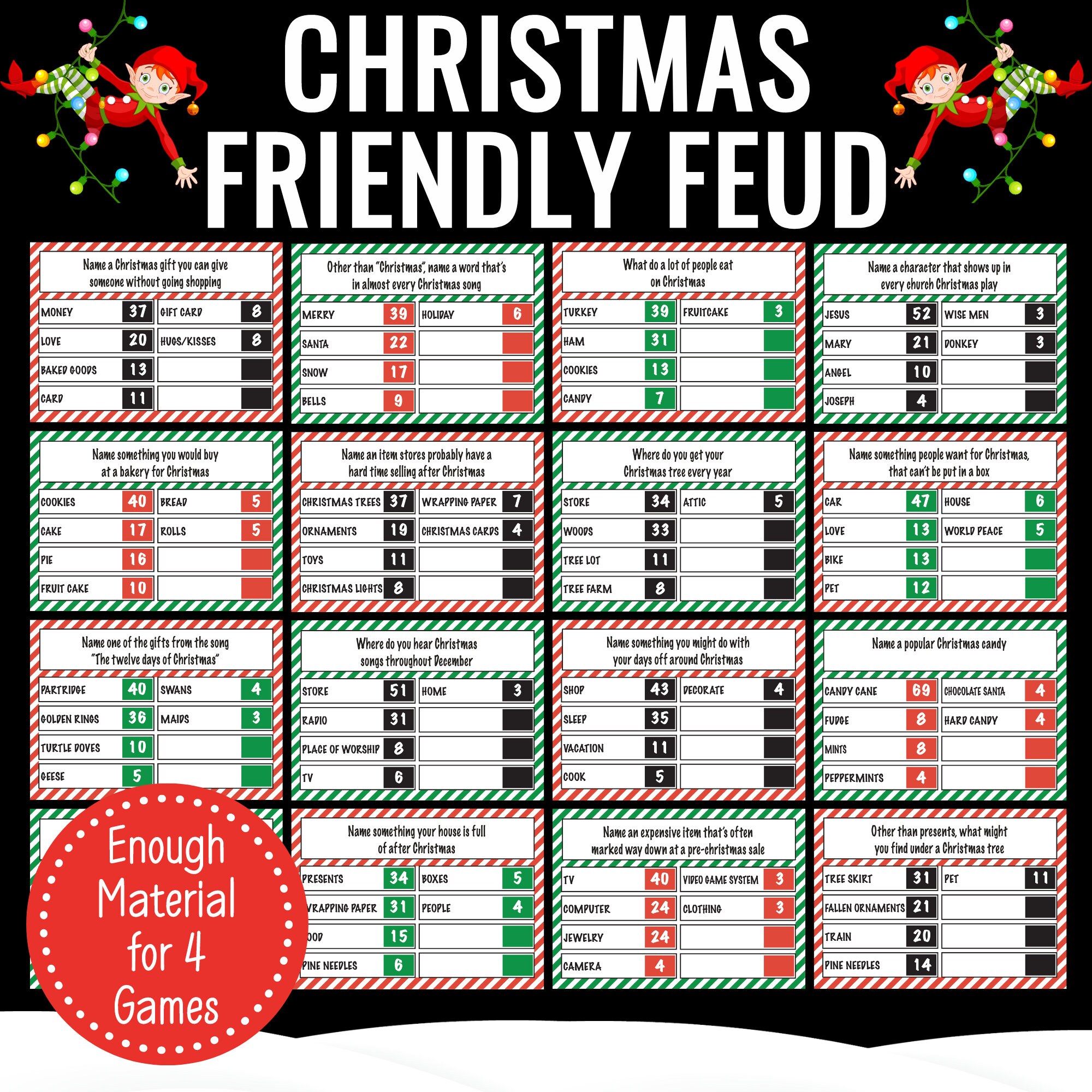 Christmas Friendly Feud Game Office Party Christmas Game Family ...