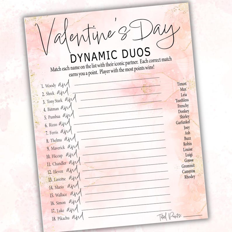 Valentines Match Famous Pairs Game | Match the Iconic Dynamic Duos ...