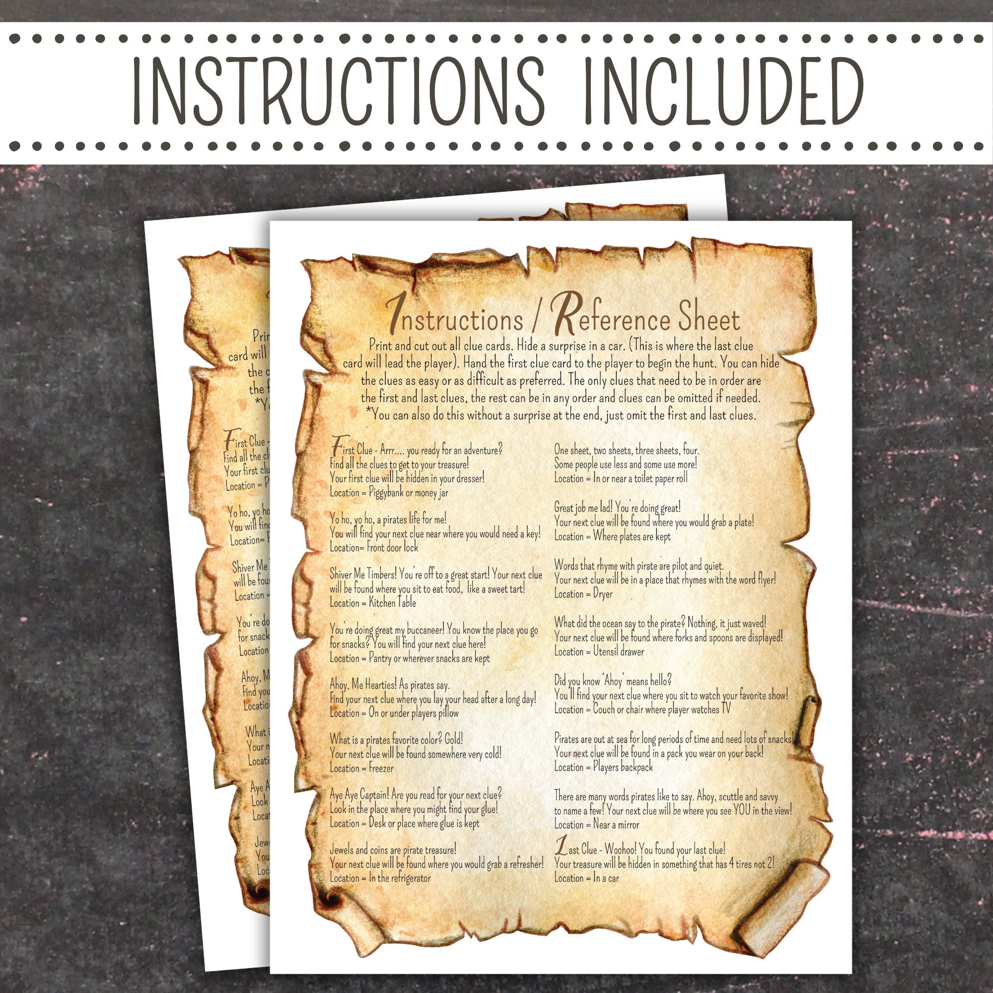 Ahoy! Printable Pirate Adventure Themed Indoor Scavenger Hunt Game ...