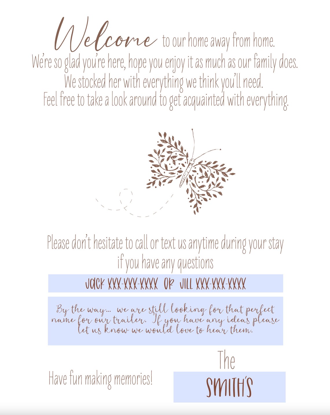 RV Rental Packet | Printable RV Welcome Letter - Etsy