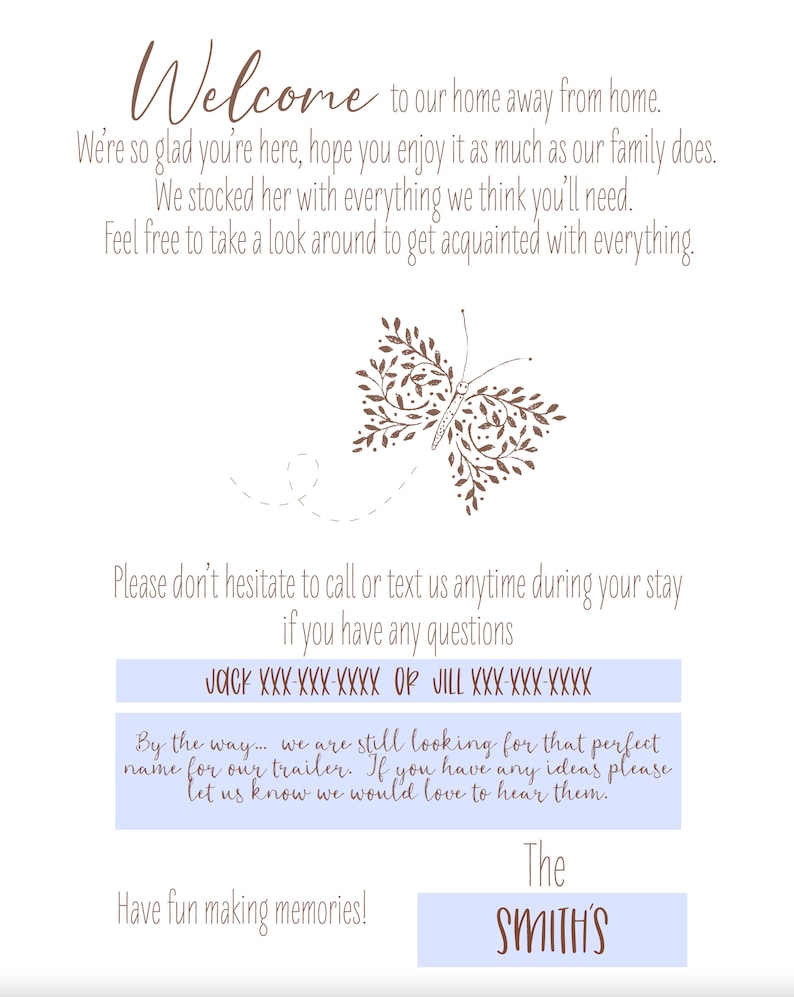 RV Rental Packet | Printable RV Welcome Letter - Etsy