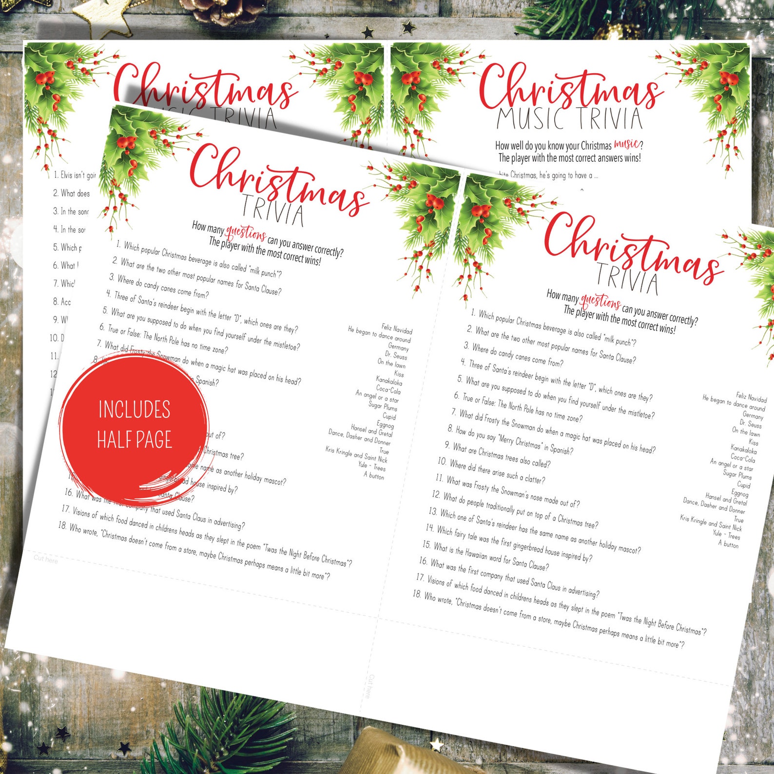 Christmas Trivia Games, Christmas Trivia Questions, Printable Christmas ...