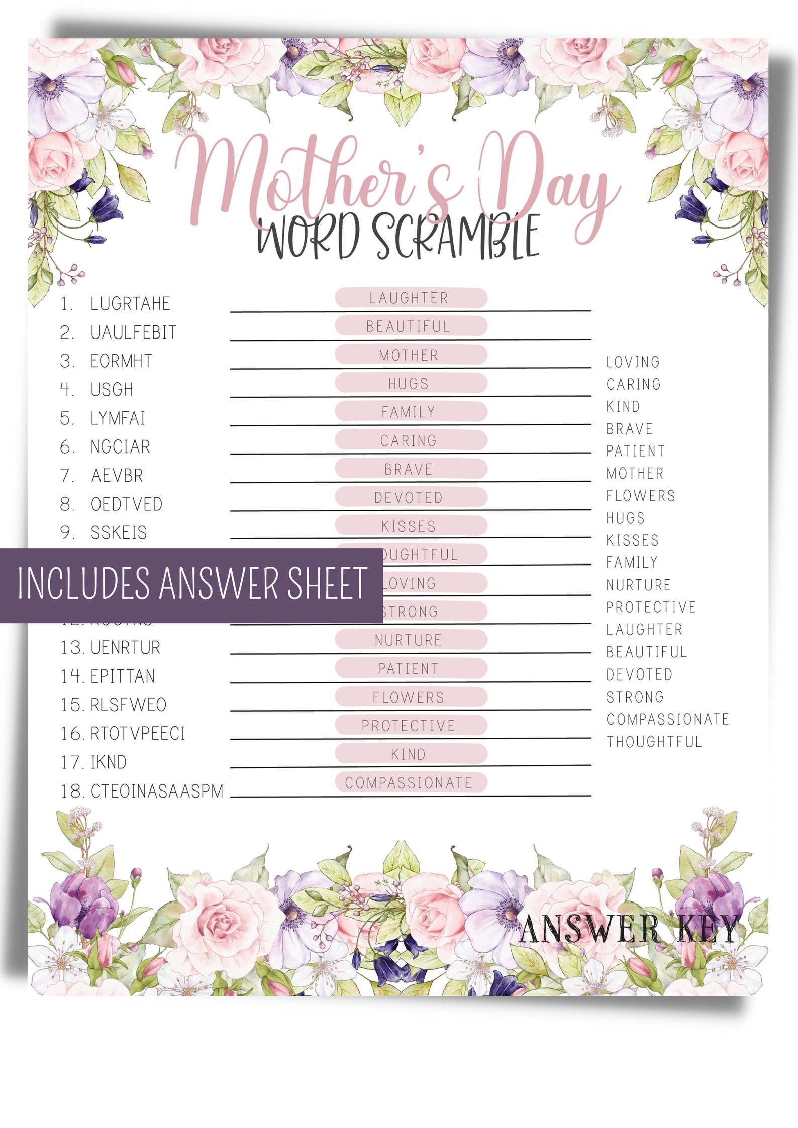Mothers Day Printable Mothers Day Games Mothers Day Word Scramble ...