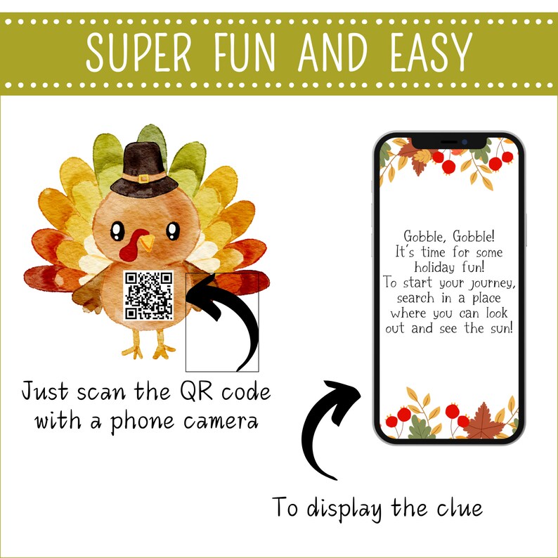Indoor Turkey Thanksgiving Scavenger Hunt With QR Codes | Indoor ...