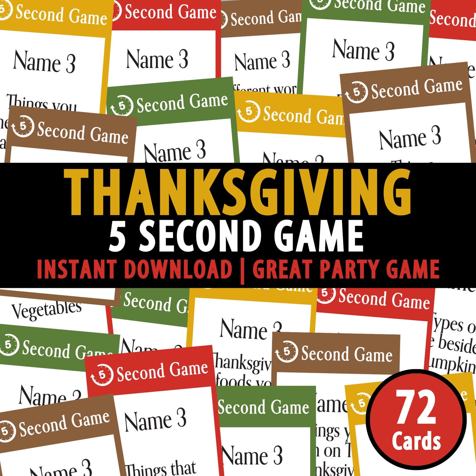 Thanksgiving 5 Second Game | Thanksgiving Think Fast Party Game ...