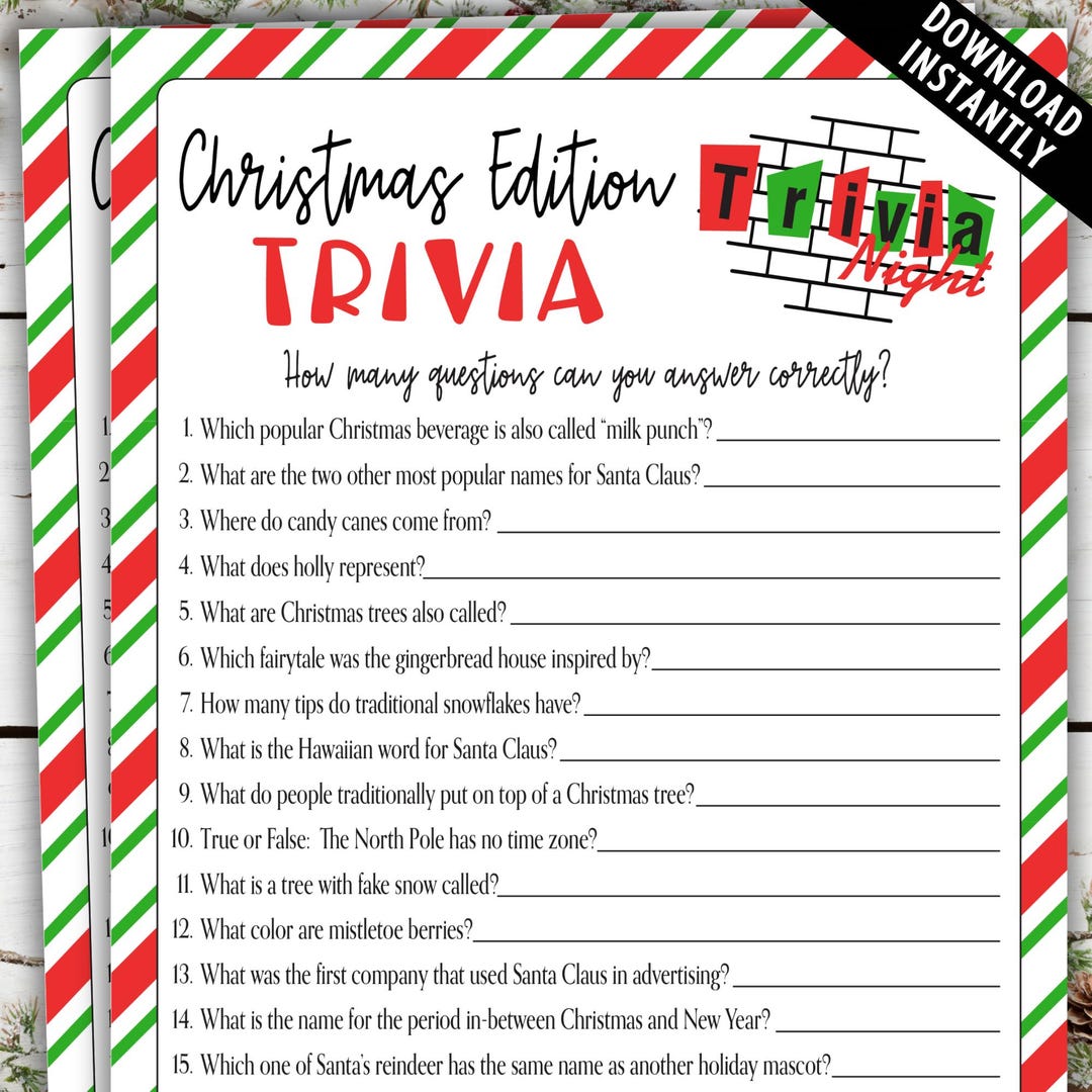 Christmas Edition Trivia Game | Christmas Gathering Game Night ...