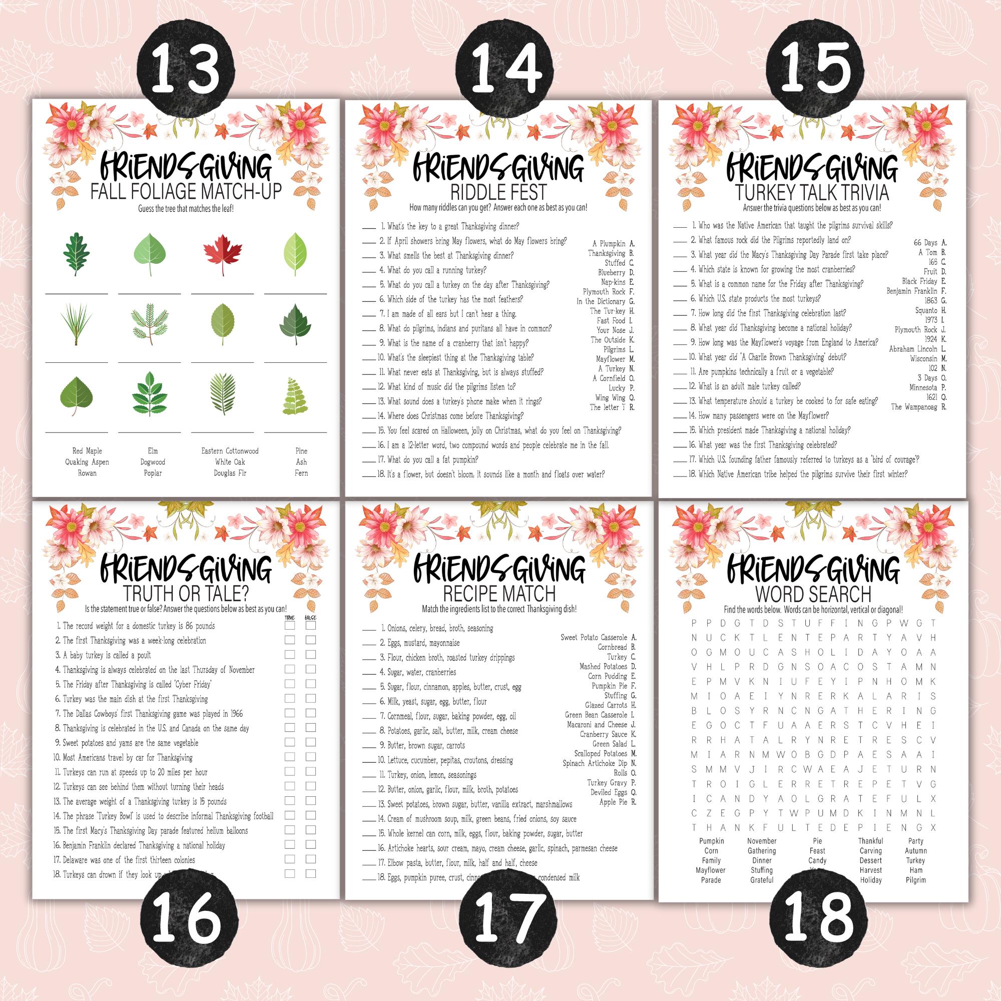 Friendsgiving Printable Game Bundle | Friendsgiving Printable Games ...