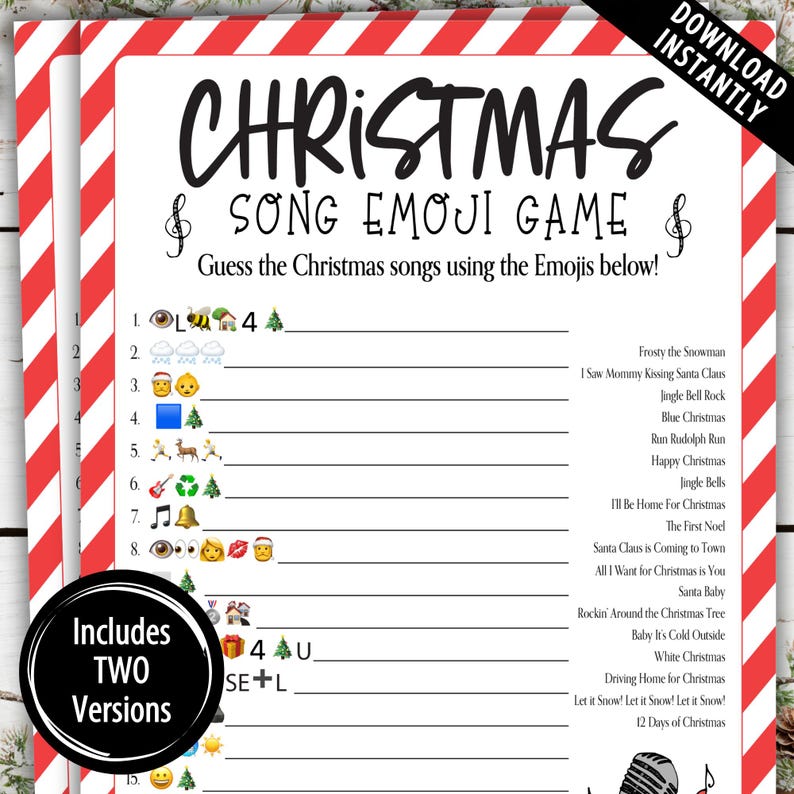 Christmas Songs Emoji Game With Border | Christmas Gathering Game Night ...
