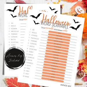 Halloween Printable Word Scramble | Printable Halloween Party Games ...
