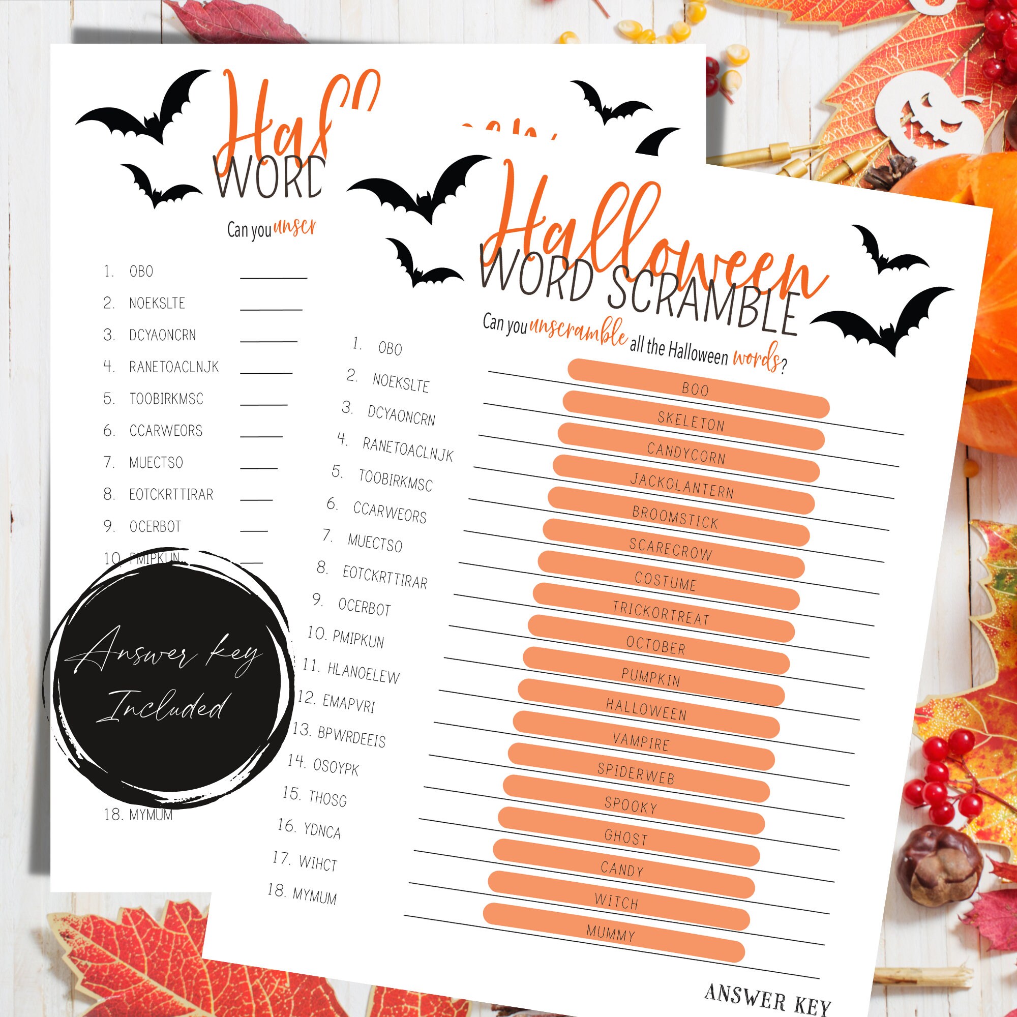 Halloween Printable Word Scramble | Printable Halloween Party Games ...