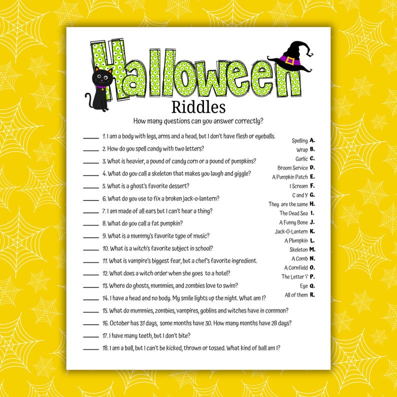 Printable Editable Halloween Game Bundle | Halloween Riddles | Guess ...