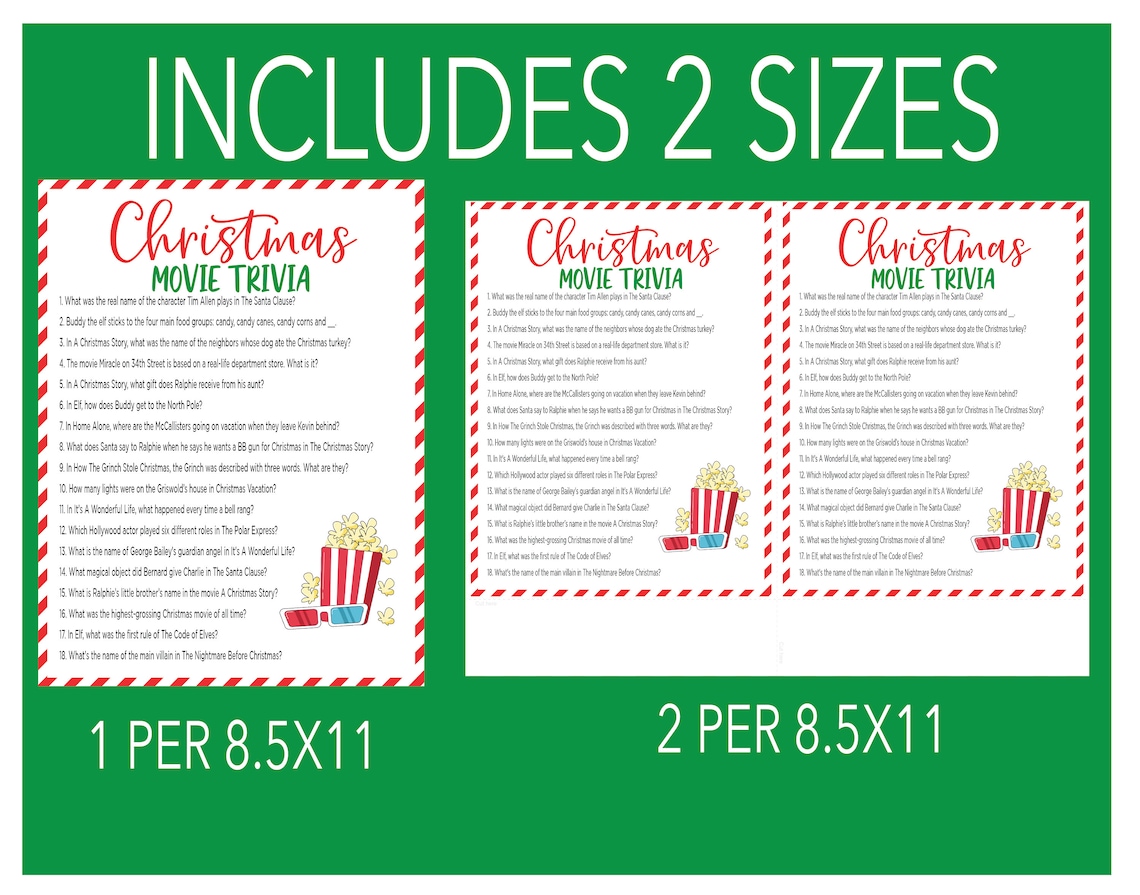 Christmas Printable Games Christmas Trivia Game Christmas - Etsy