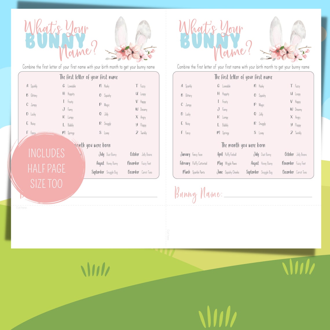 Easter Games Office Game Classroom Game What's Your Bunny Name Easter ...
