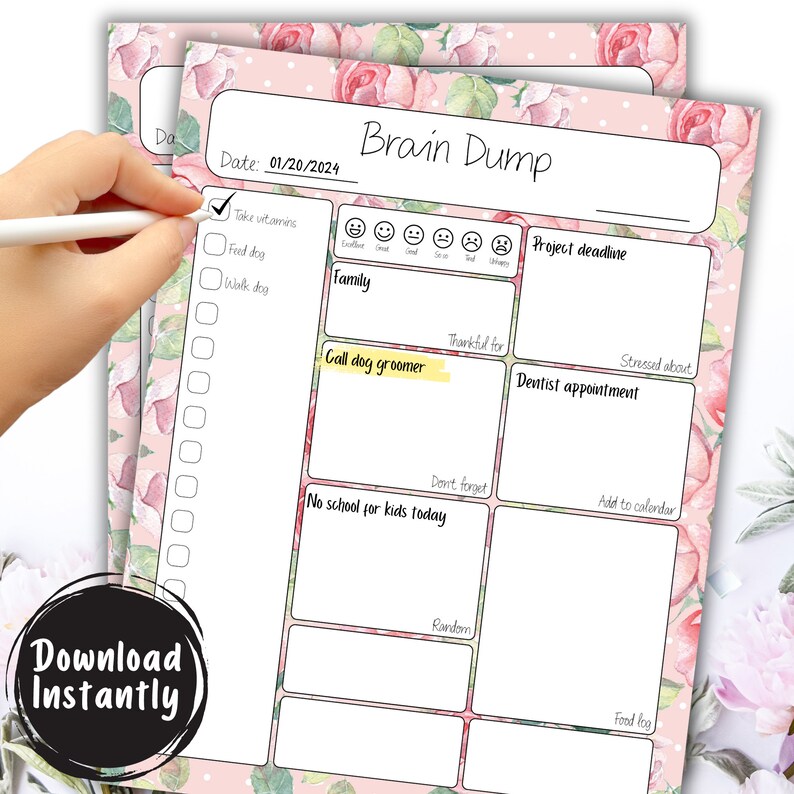 Brain Dump | Editable Brain Dump Template | Declutter the Mind ...