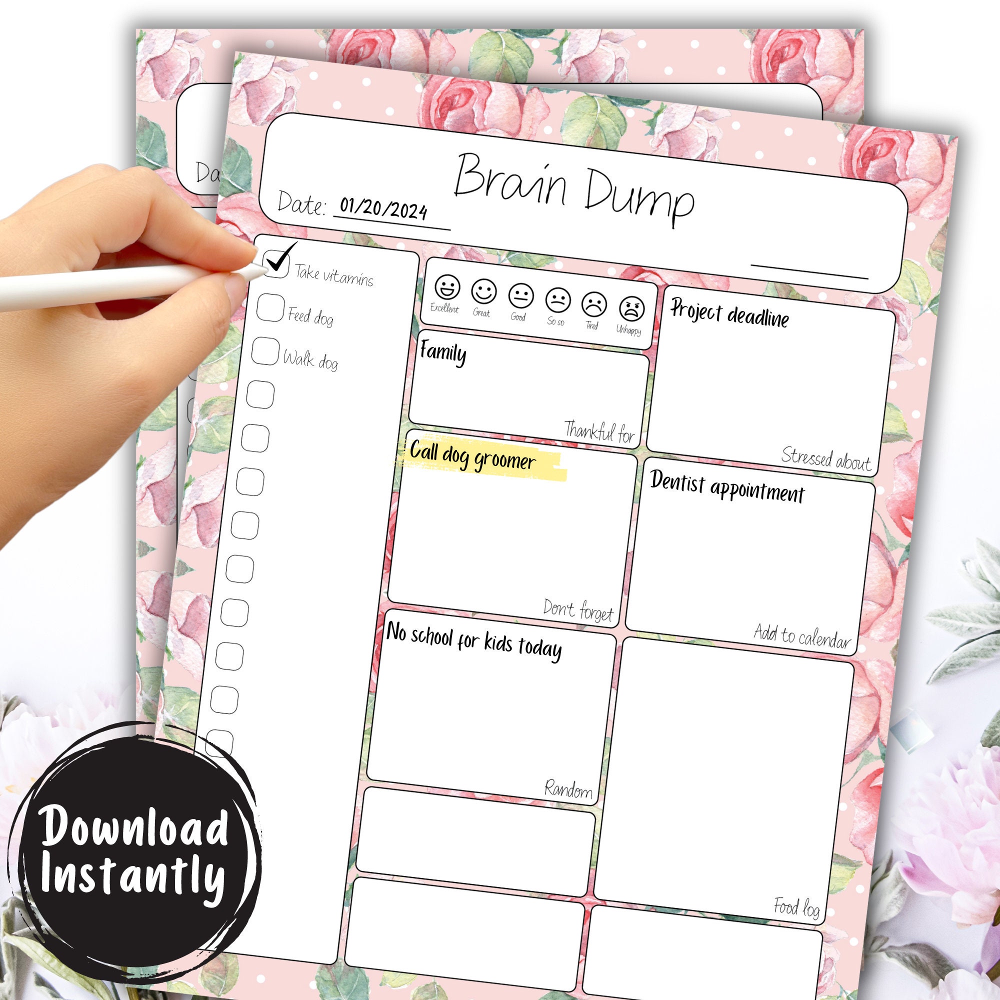 Brain Dump | Editable Brain Dump Template | Declutter the Mind ...