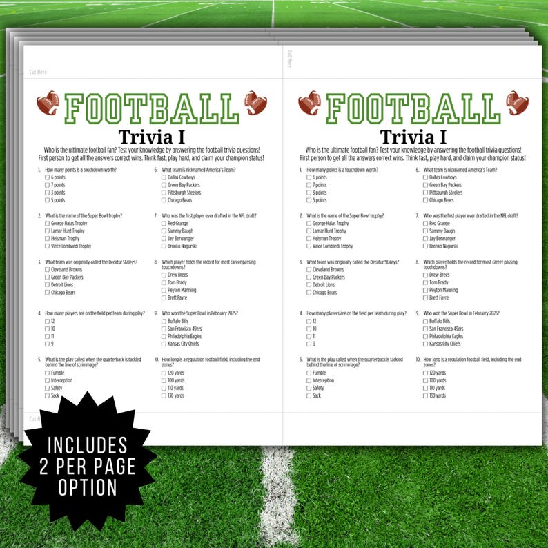 Printable Football Trivia Questions | Football Draft Party Trivia Game ...