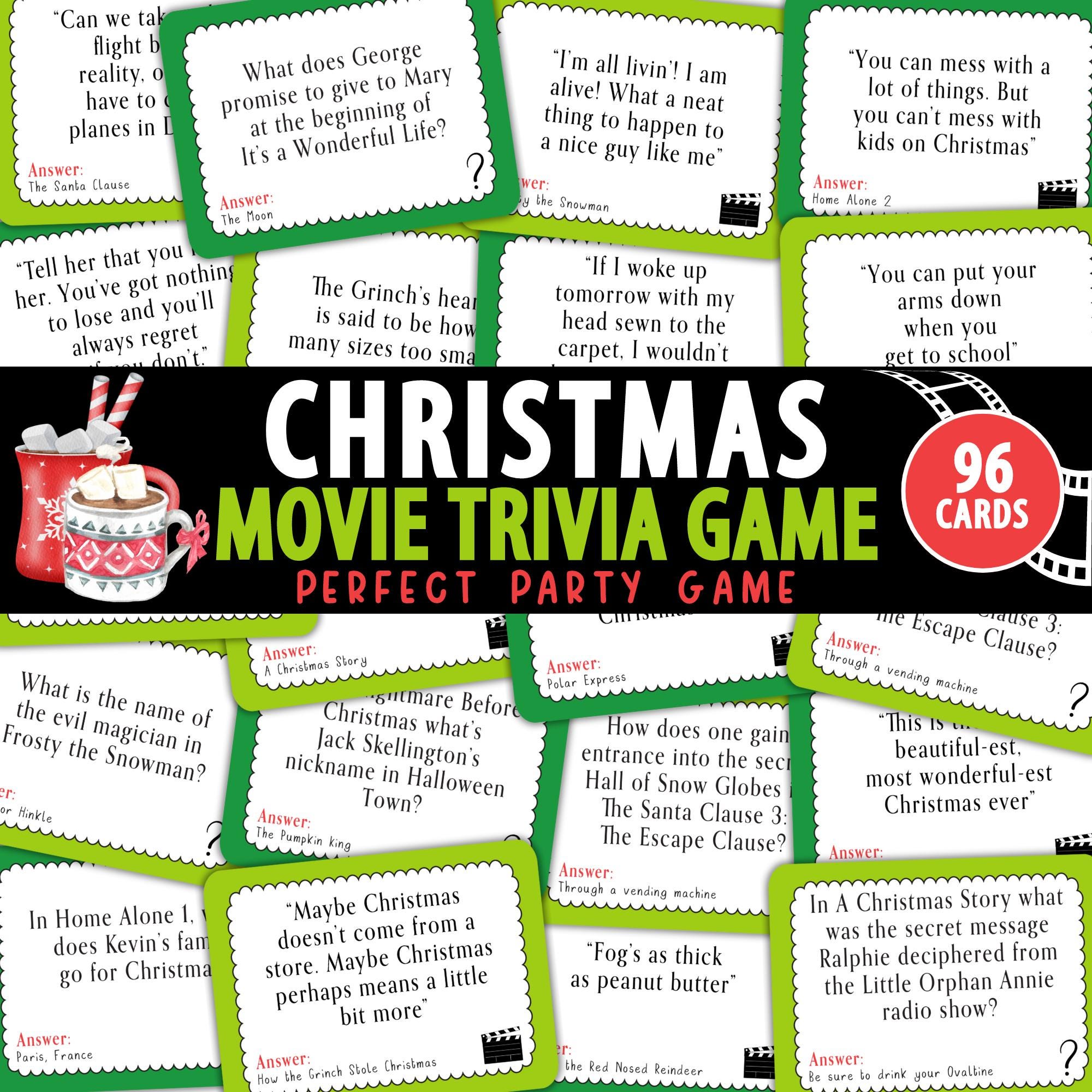 Christmas Movie Trivia Game| Christmas Party Trivia Game | Family ...