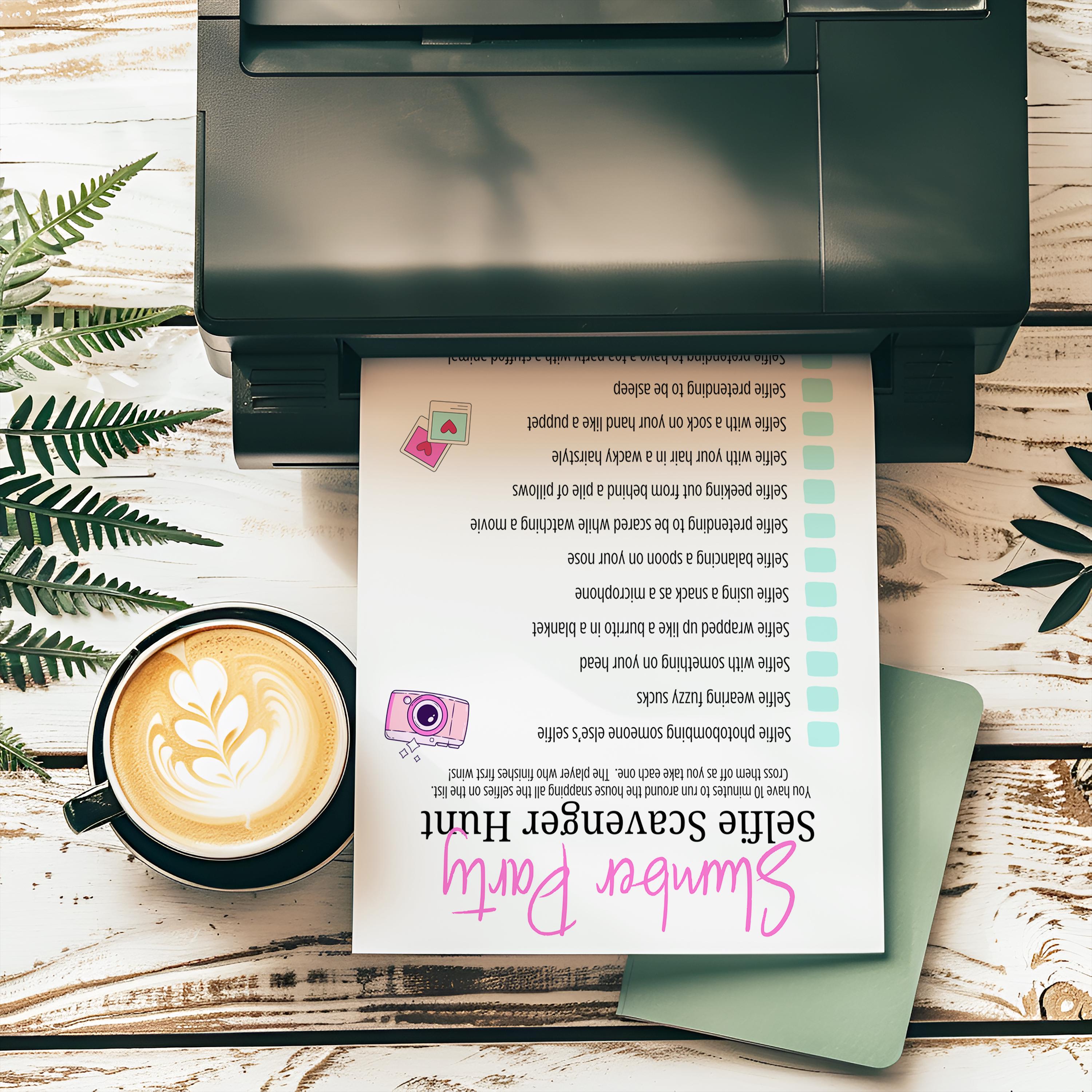 Fun Printable Slumber Party Selfie Scavenger Hunt Game | Girl Teen or ...