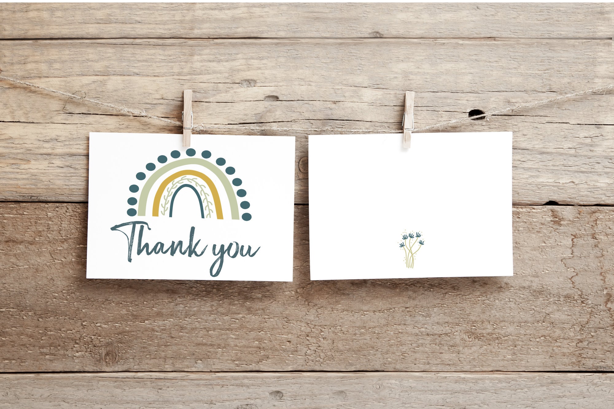 Printable Thank You Card Boho Rainbow Design - Etsy
