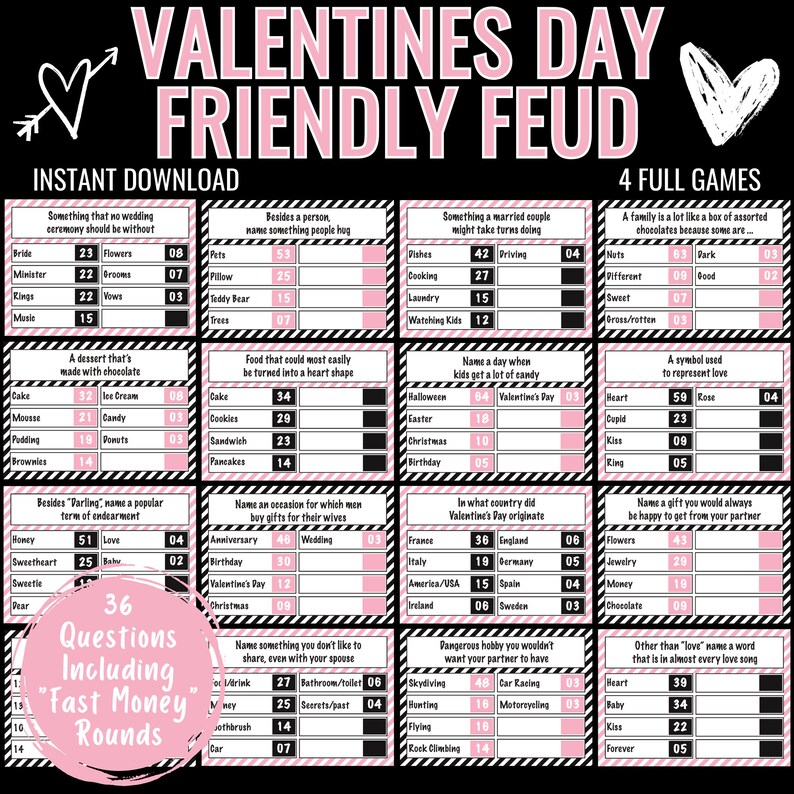 Valentines Friendly Feud Game | Office Party Valentines Game ...