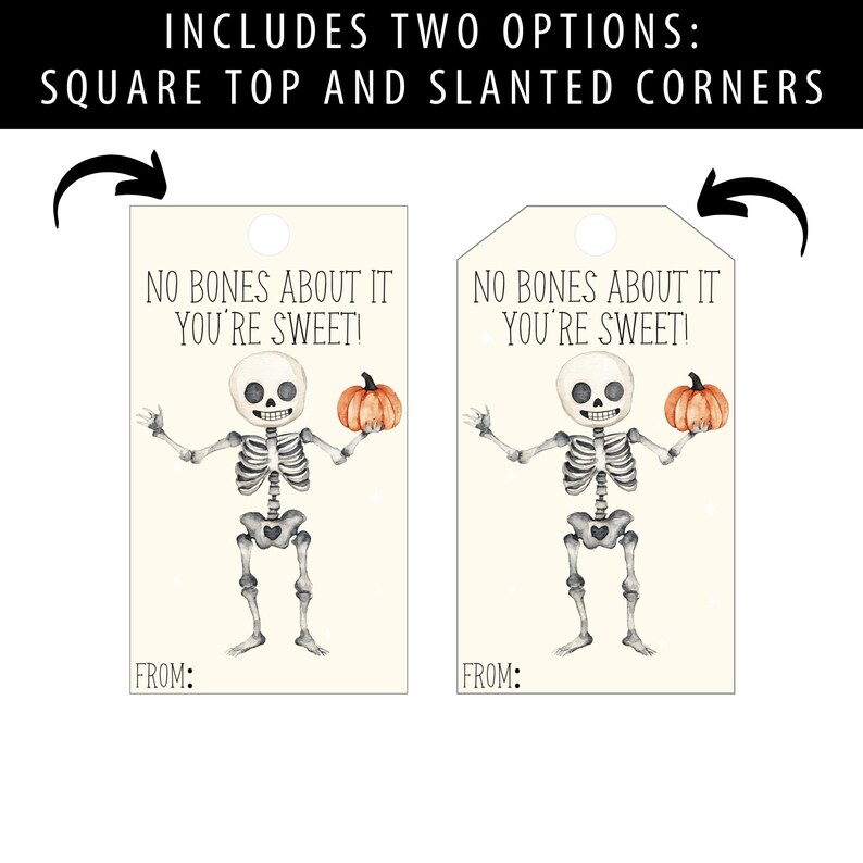Halloween Skeleton Gift Tags Printable | Treat Bag Tags | Editable ...