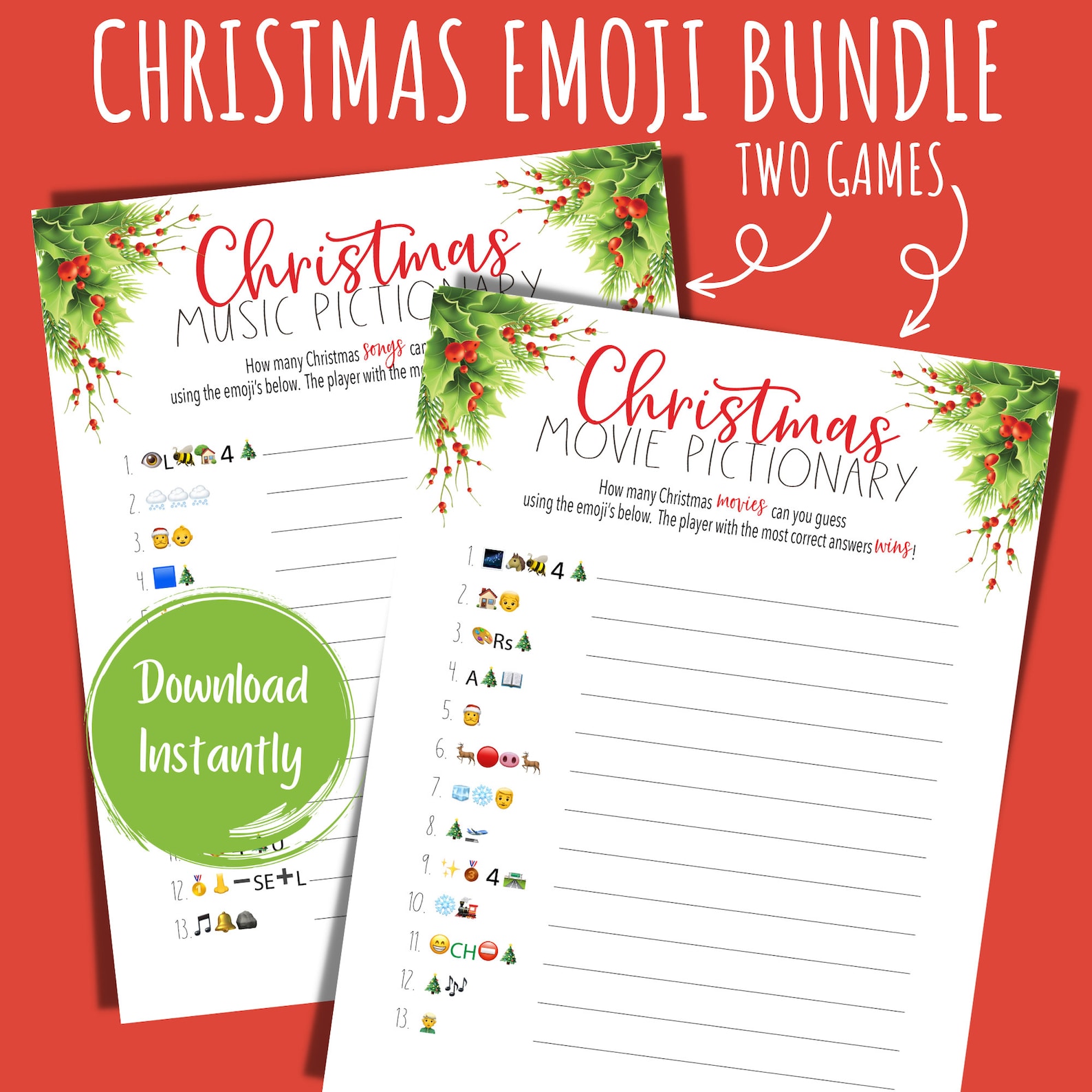 Christmas Printable Games Christmas Movie Emoji Game - Etsy