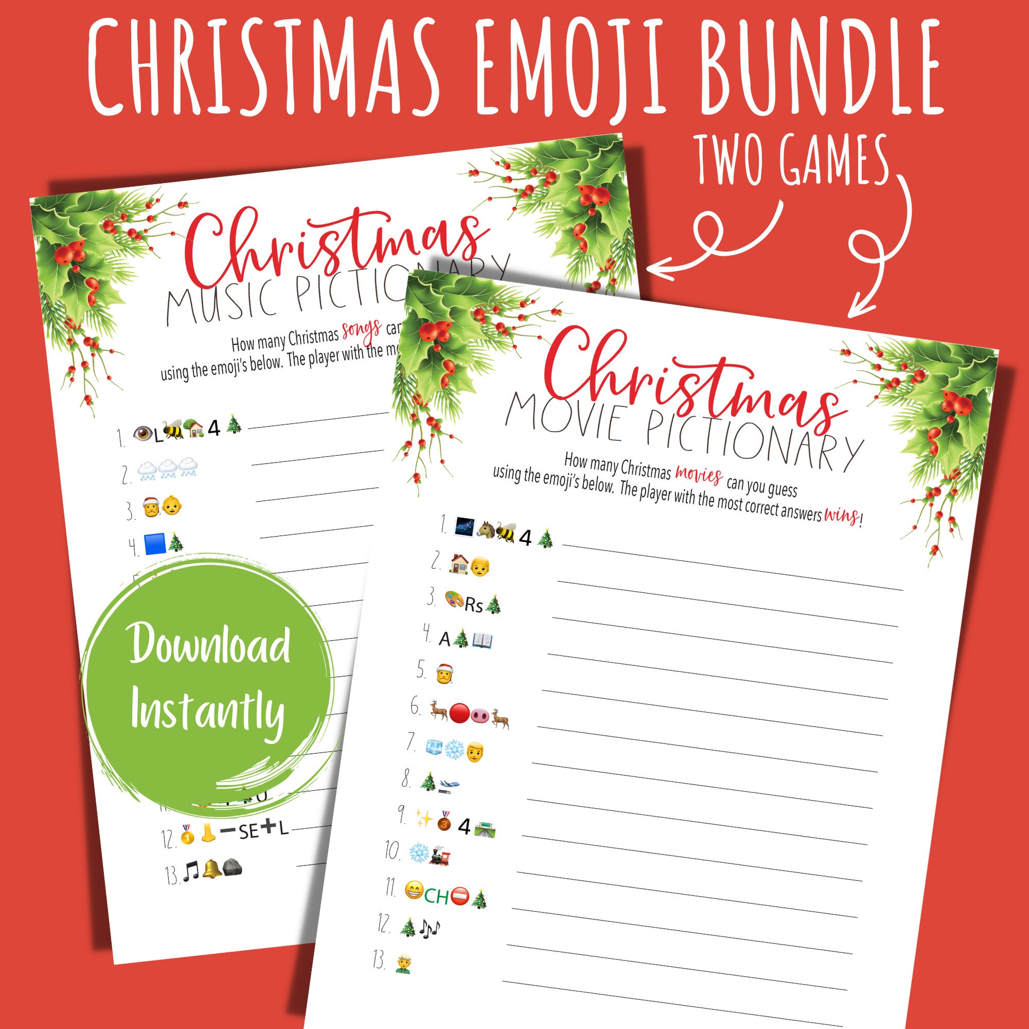 Christmas Printable Games Christmas Movie Emoji Game - Etsy