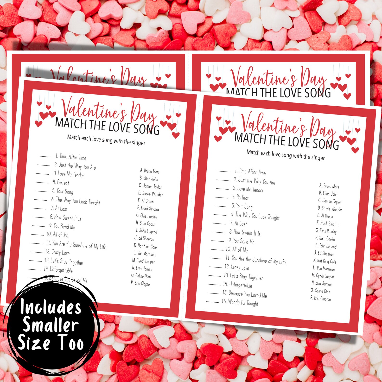Valentines Love Songs Matching Game | Valentines Party Games | Holiday ...