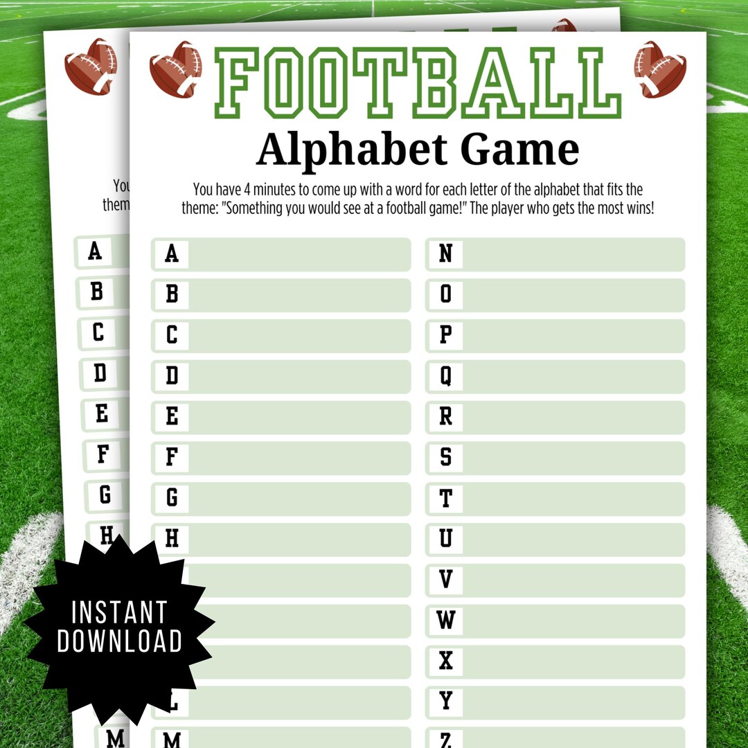 Printable Football Alphabet Game | Football Party Fun Word Game ...