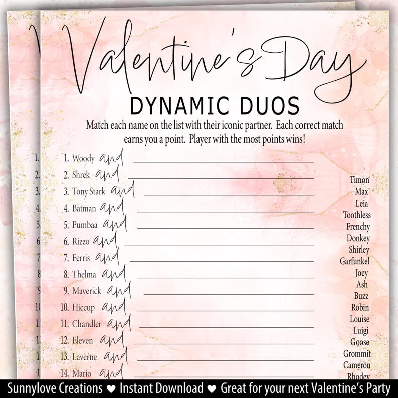 Valentines Match Famous Pairs Game | Match the Iconic Dynamic Duos ...