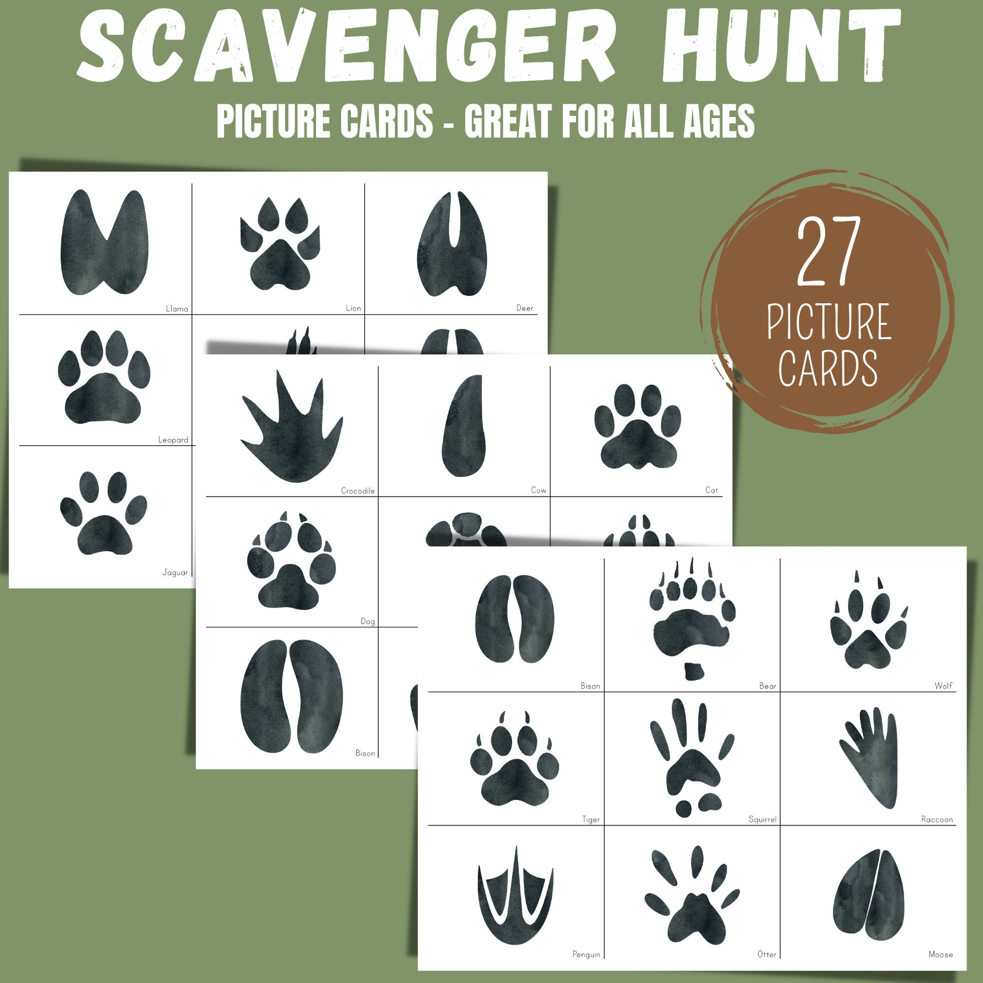 Scavenger Hunt for All Ages, Animal Tracks Hunt, Nature Hunt, Birthday ...