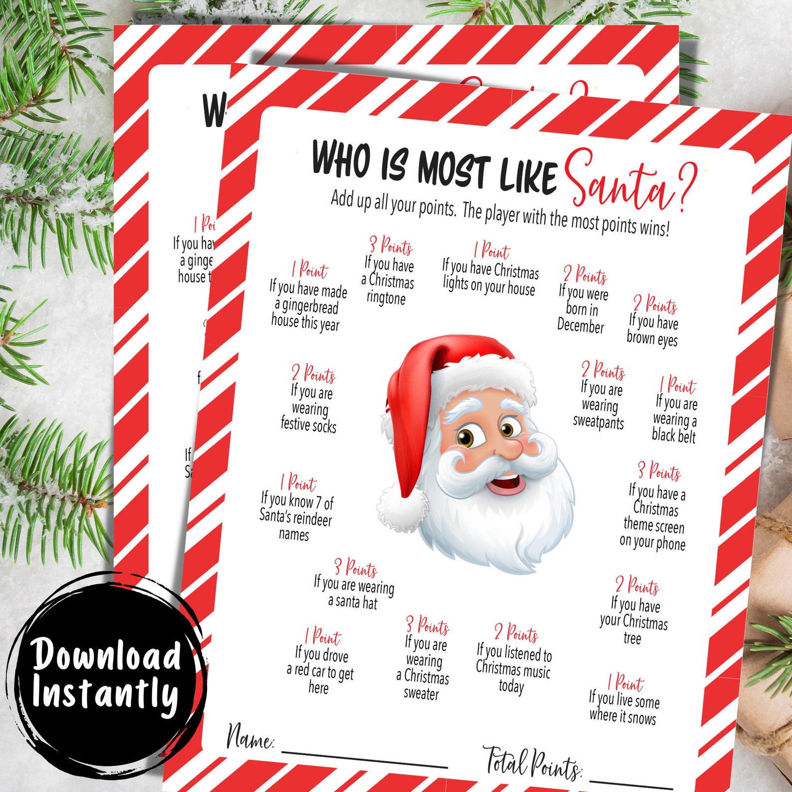 Christmas Who is Most Like Santa Game for Office Party Family Christmas ...