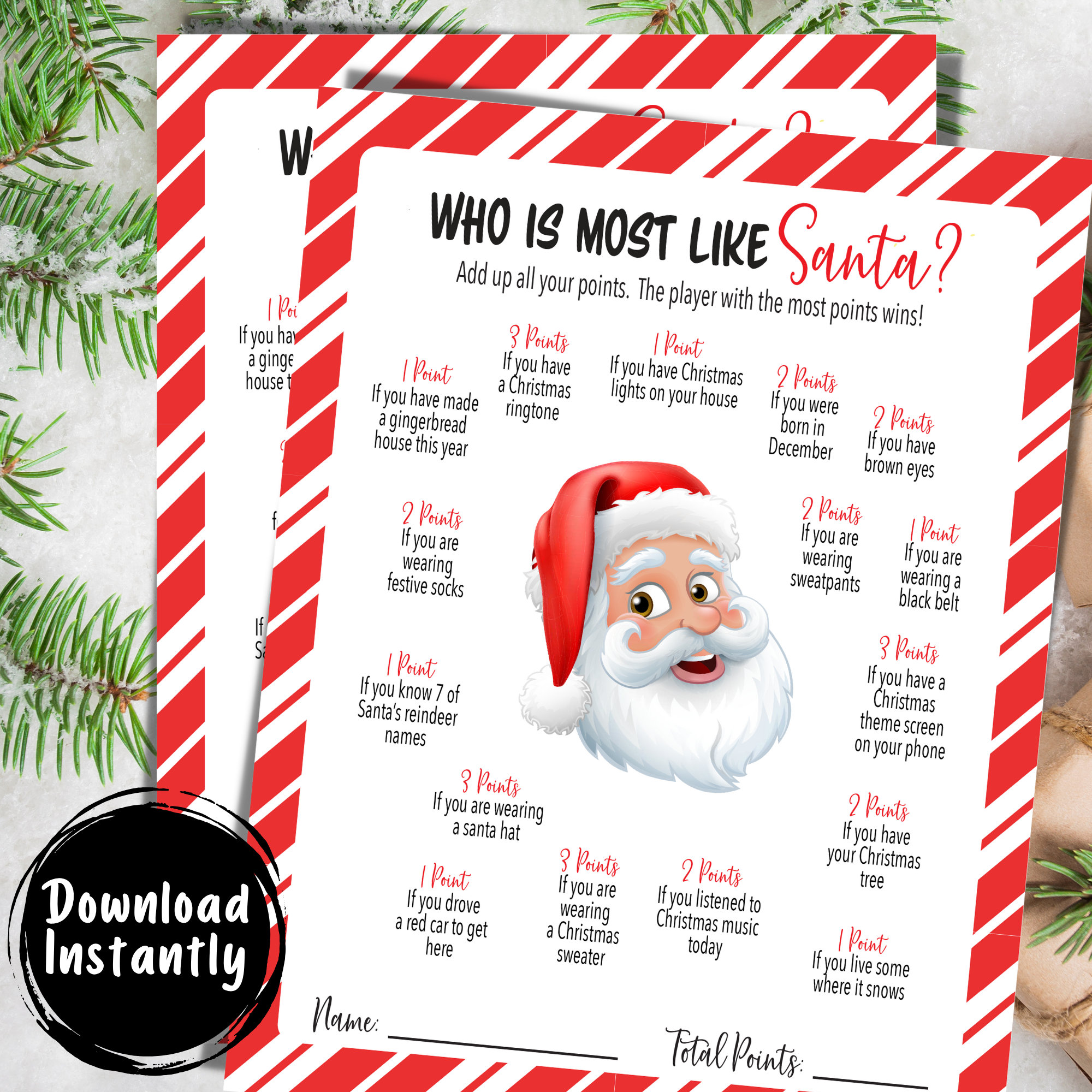 Christmas Who is Most Like Santa Game for Office Party Family Christmas ...